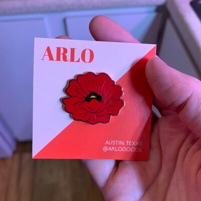 Red Poppy Pin, Floral Hard Enamel Pin, Poppy Brooch, Poppy Jewelry ...
