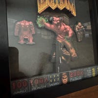 Doom 3D Shadow Box, 8x8, Classic PC Game Art, Doom Guy With Shotgun ...