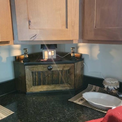 Small Solid Wood Corner Hutch Cabinet With Shelves - Etsy
