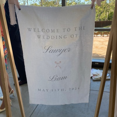 Long Linen Welcome Sign, Wedding Welcome Sign, Wedding Signs, Wedding ...