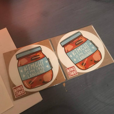 Fueled by Kimchi Vinyl Sticker, Korean Kimchi Illustration Stickers ...