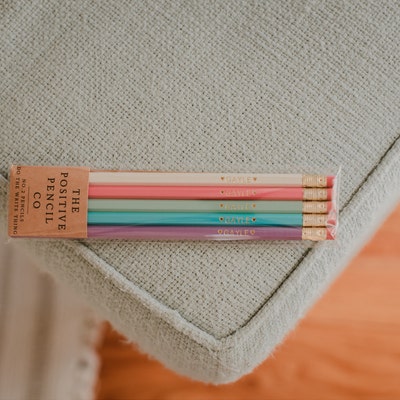 Personalized Pencil Set, 6 Custom Gold Foil Stamped Pencils for ...