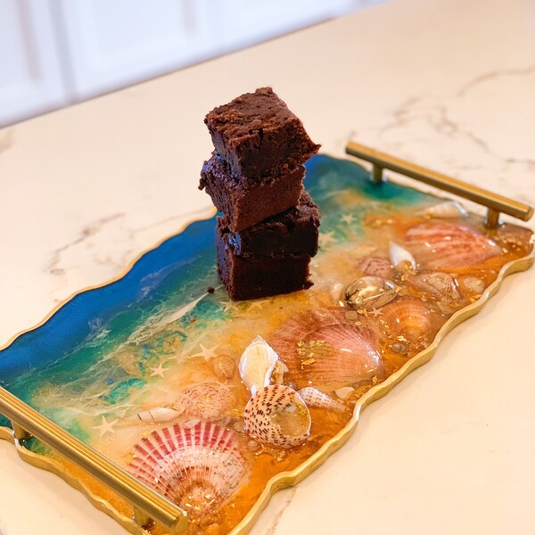 Resin Tray With Seashell Embelishments . - Etsy