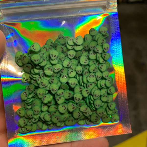 Space Alien Aliens UFO Halloween Slime Polymer Clay Slice for Snowglobe ...