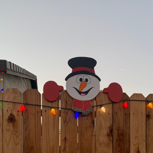 Snowman Christmas Holiday Fence Peeker Outdoor Decorative Sign - Etsy