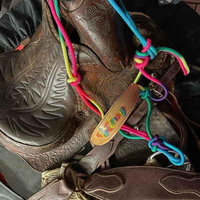 Rainbow Skinny Bronc Rope Halter and Lead Rainbow Stitching & Lettering ...