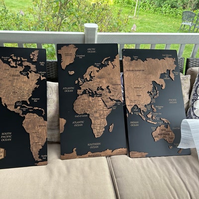 Wooden World Map Wall Art Push Pin Travel World Map Large - Etsy Canada