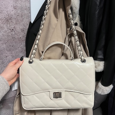 Classic Style XL DIAMONDS Genuine Leather Shoulder Bag, Quilted Elegant ...