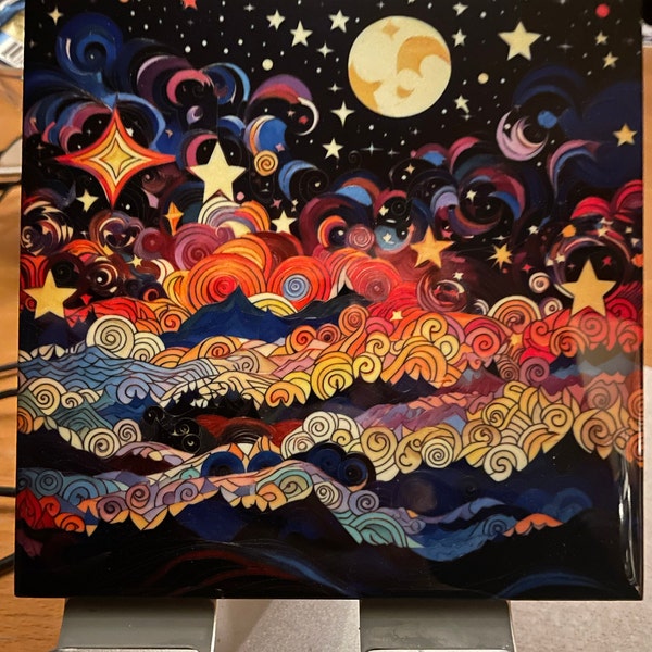 Starry Night Sky Ceramic Tile: Celestial Art Decor - Etsy