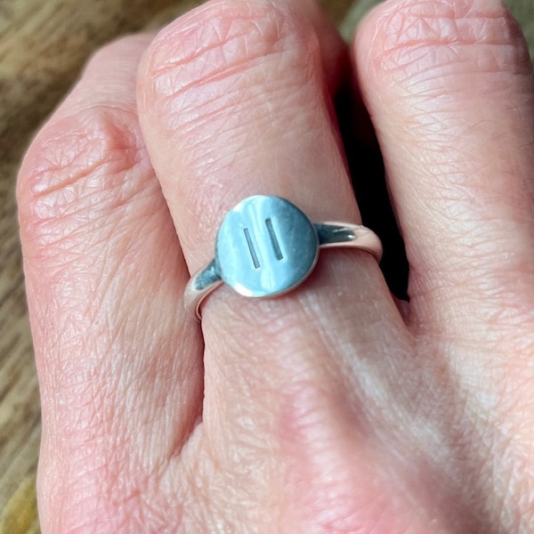 Pause Ring, Pause Symbol Ring, Silver, Gold, Rose Gold Finishes, Mental ...