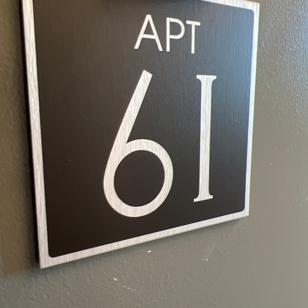 Custom Apartment Number Signs | Condo Room Numbers | Brushed Silver and ...