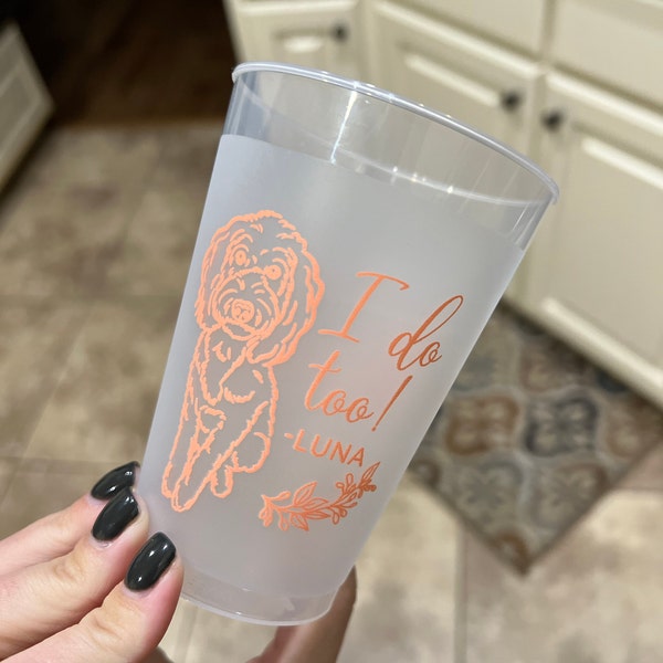 Custom Pet Illustration - Dog or Cat - 12oz or 16oz Frosted Unbreakable ...