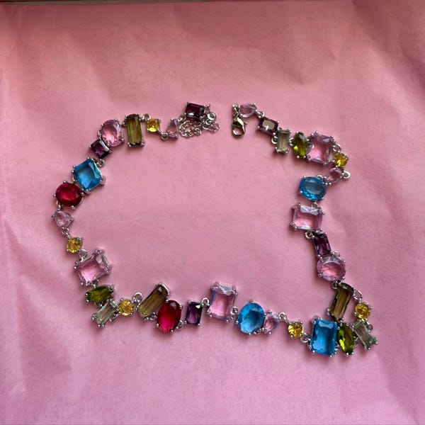 Y2K Black Diamond Handmade Star Chain Necklace,chain Necklace With ...