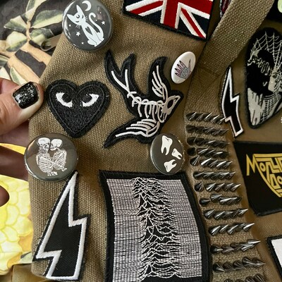 Punk Pins Pinback Punk Buttons Goth Pins Occult Bones Skeletons Bats ...