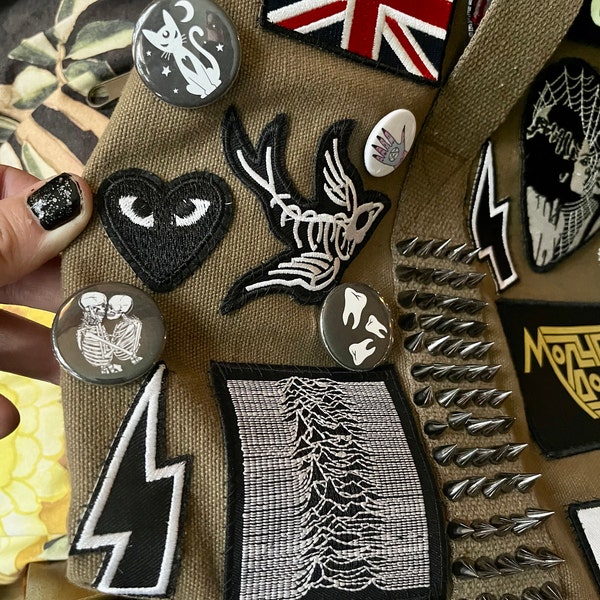 Punk Pins - Pinback Punk Buttons - Goth Pins - Occult Bones Skeletons ...