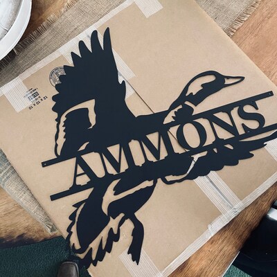 Duck Custom Sign, Personalized Metal Sign, Monogram Duck, Duck Wall Art ...