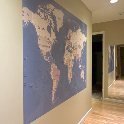 Giant World Map Wall Mural Removable Wallpaper Map of the World Huge ...