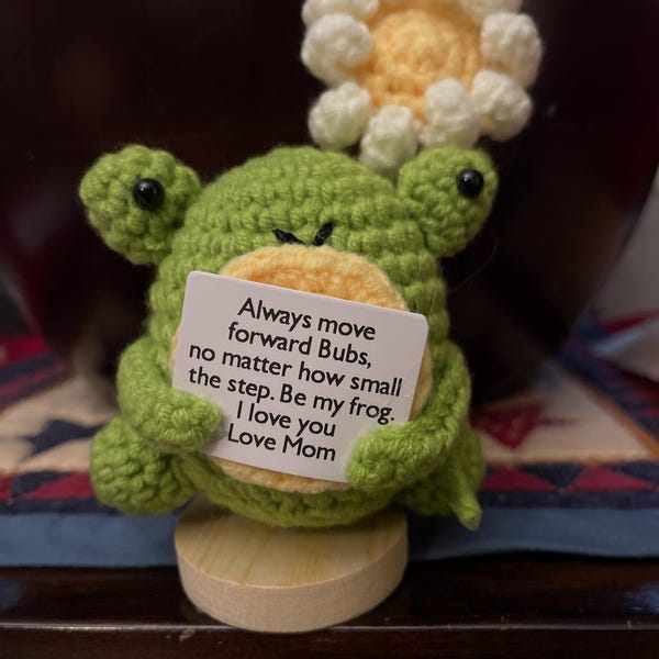 Handmade Crochet Positive Frog With Mushroom and Daisies-crochet ...