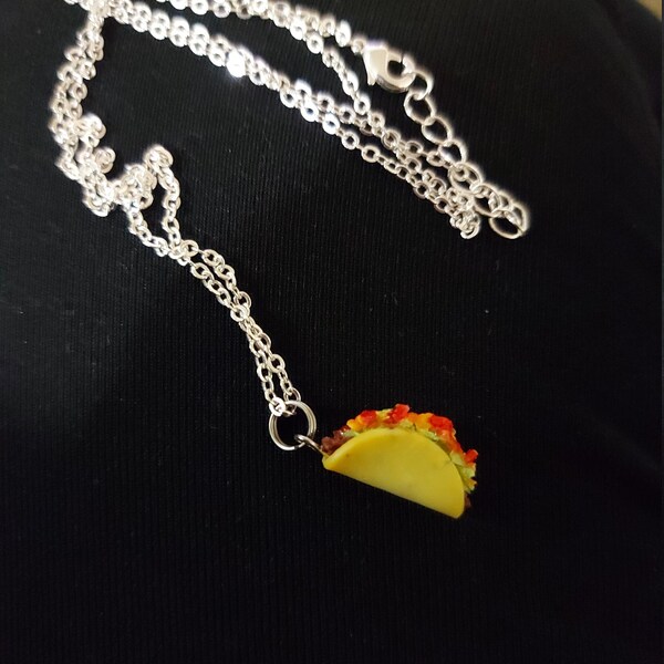Taco Necklace, Charm Necklace Gift, Charm Jewelry, Beef Taco Charm ...