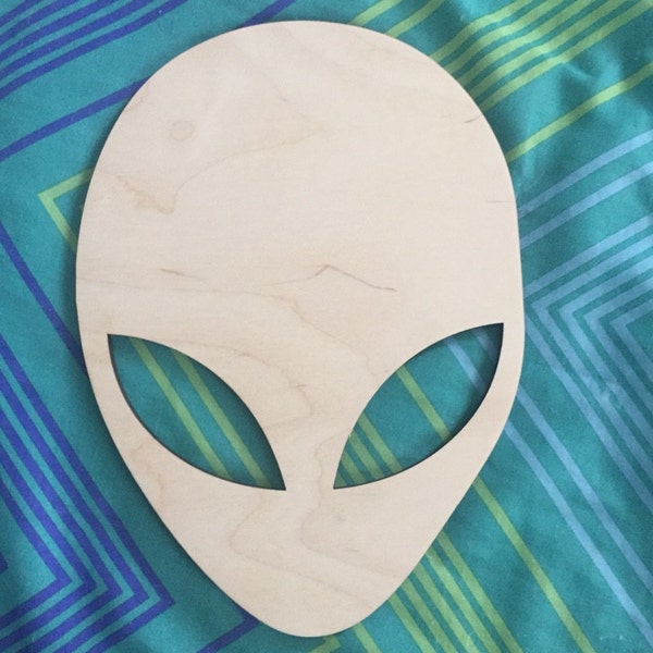 2" - 34" Alien Head Wooden Cutout Shape, Silhouette, Gift Tags ...