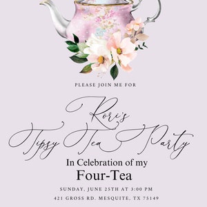 Time for Tea Party Invitation Template DIY Birthday Invite Let's ...