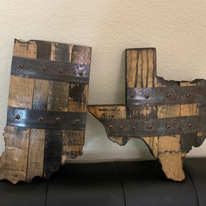 2 Texas State Bourbon Barrel Wood Cutout with Rings | Etsy