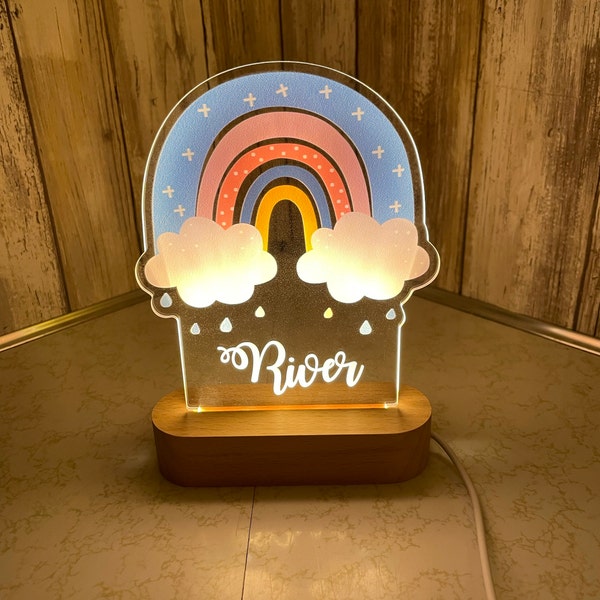 Personalized Rainbow Night Light for Kids, Nursery Room Night Light ...