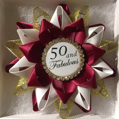 50th Birthday Pin, 50th Pin, 50 and Fabulous Pin, 50th Birthday Party ...