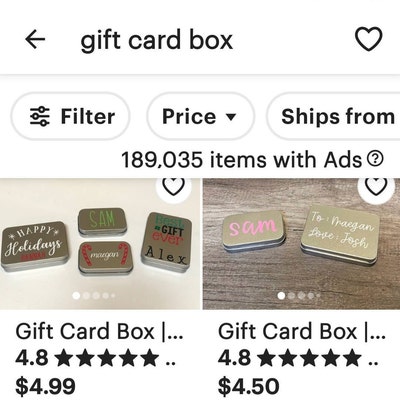 Gift Card Box Personalized Gift Card Tin Gift Box Custom Gift Container ...
