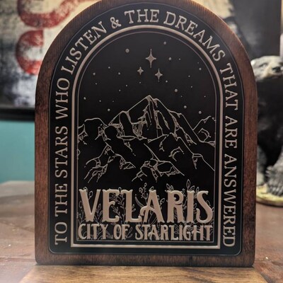Velaris City of Starlight ACOTAR Bookshelf Sign Wooden Shelf Sitter ...
