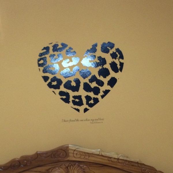 Leopard Heart Wall Sticker - Art Print Texas Vinyl Decal - Room Love ...