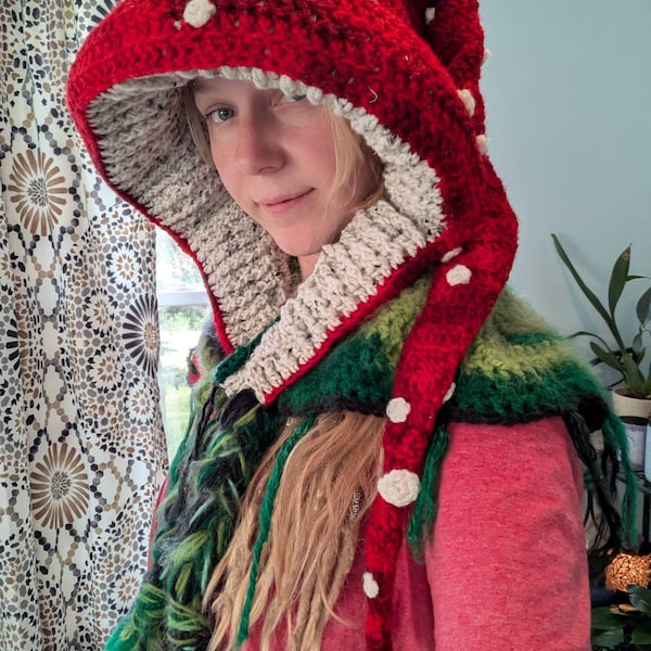 CROCHET PATTERN, Fairy Elf Hood, "taïga" Pixie Hood Fairy Witch Hat ...