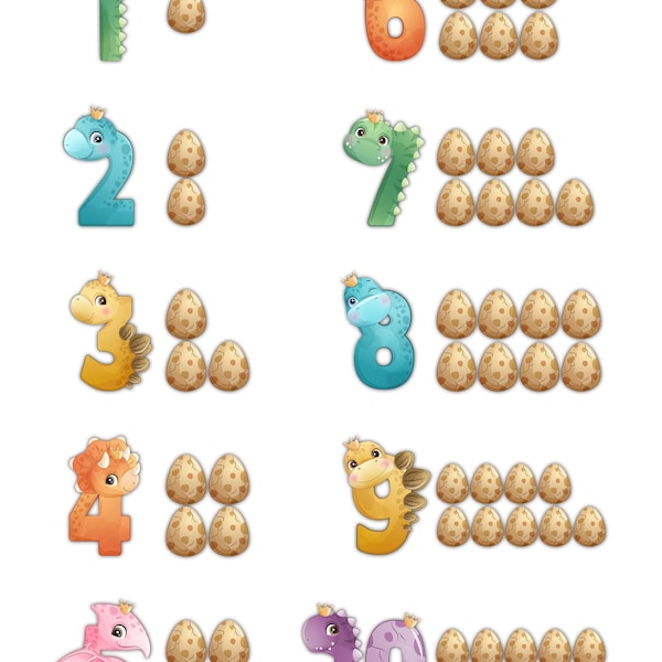Cute Dinosaur Numbering Clipart Set - Etsy