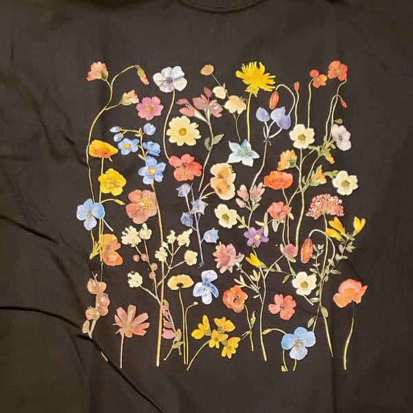Wildflowers Hoodie, Boho Cottagecore Floral Hoodie, Botanical Flowers ...