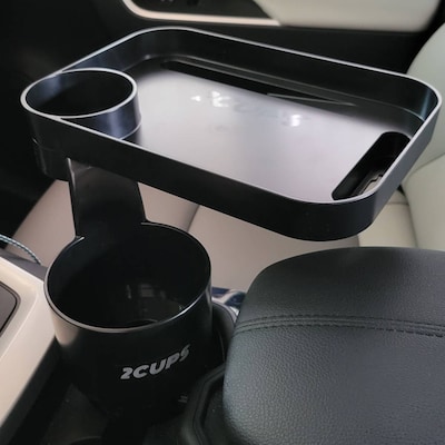 2CUPS Refurbished Car Cup Holder Expander and Attachable Tray Set oval ...