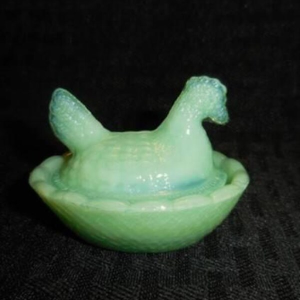 Miniature Jadeite Glass Hen Nesting Basket Chicken Salt Dip Cellar - Etsy