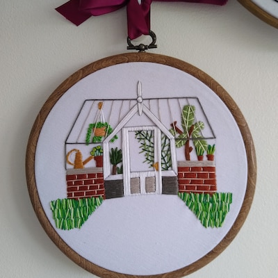 Bamboo Shelf & Yucca Plant Embroidery Pattern PDF, Modern Embroidery ...