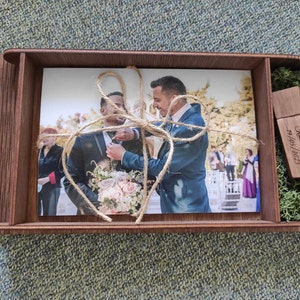 13x18cm 5x7 Dark Rustic Wooden Photo Box. Couple Memory Box With USB ...