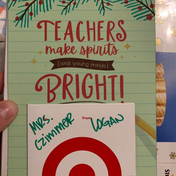 Teacher Christmas Gift Card Holder Printable - Virtual Learning Teacher ...