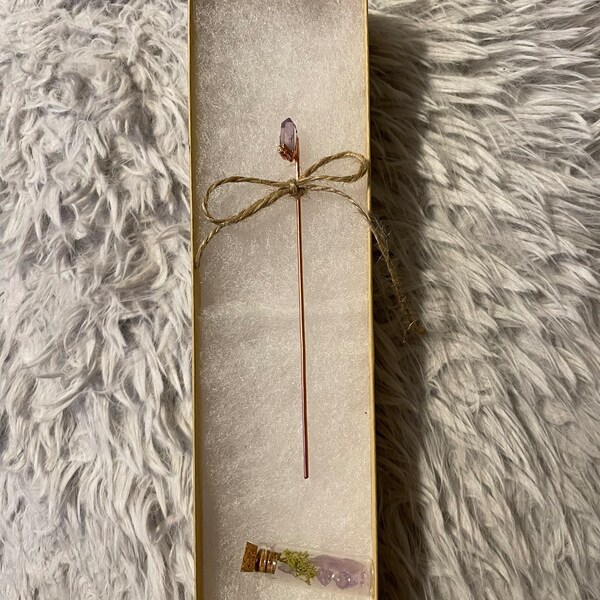 Dainty Raw Amethyst Crystal Hair Stick | Boho Wedding | Boho Amethyst ...
