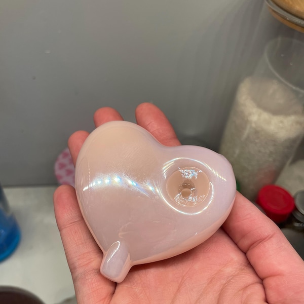 Glass Heart Pipe Girly Pipe Love Girls Gift Unique Pipe Hand Pipe Bowl ...