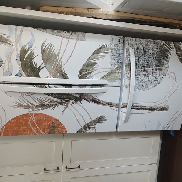 Watercolor Tropical Palm Tree Black Circle Refrigerator Fridge Freezer ...