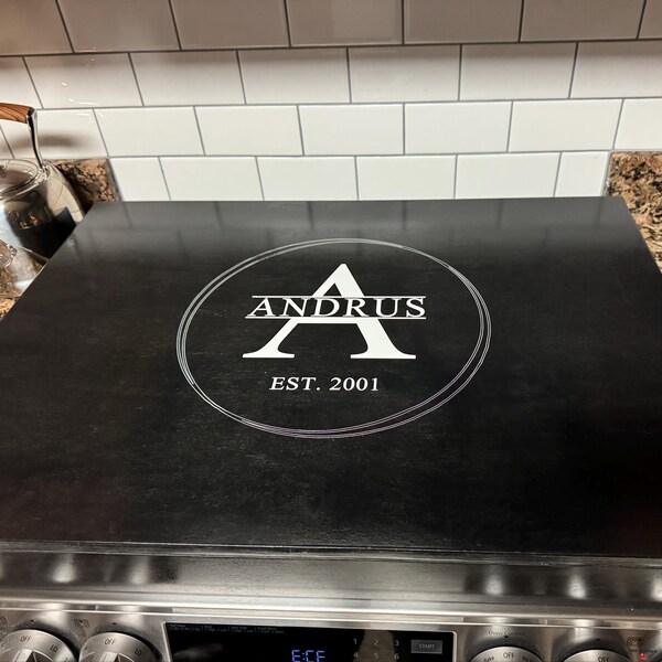 Engraved Black Minimalist Stove Cover, Noodle Board, Burner Cover ...