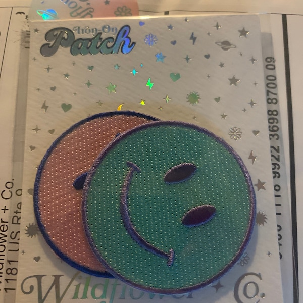 Smiley Face Iron on Patch - Embroidered Patches for Jackets - Yellow ...