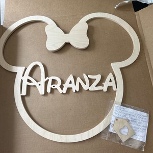 Disney Minnie Mouse Silhouette Name Decor, Wooden Minnie Mouse With Bow ...