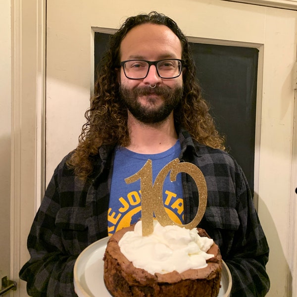 Glitter "10" Ten Cake Topper, 10th Birthday, 10 Year Wedding, Happy ...