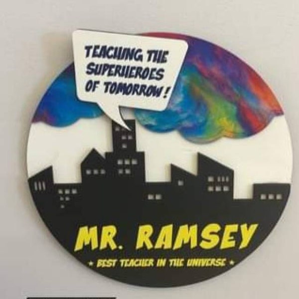 Superhero Teacher Gift Classroom Door Hanger Teacher Appreciation Decor ...