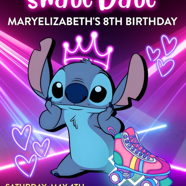 Stitch Gymnastics Birthday Invitation – Editable Digital Download ...