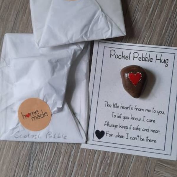 Pocket Pebble Hug With Poem and Hand Painted Heart on a Natural Beach ...