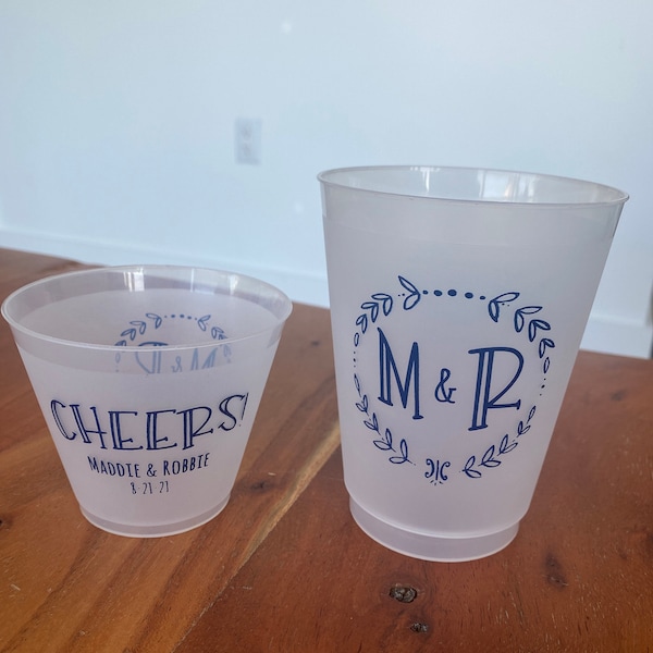 Modern Wedding Shatterproof Cups, Monogram Cups, Oh Happy Day Cups ...
